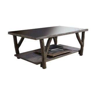 48 Inch Modern Coffee Table, Rustic Brown Solid Wood, Tree Branch ...