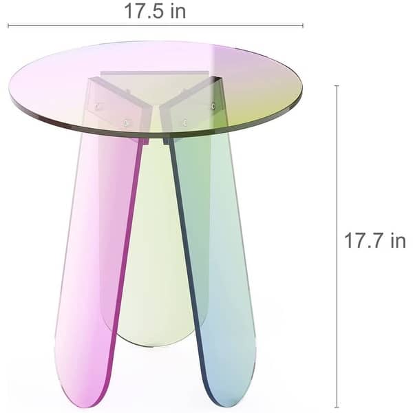 Acrylic Rainbow Color Coffee Table Iridescent Glass Round Side Table ...