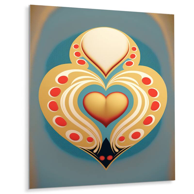 Designart 'Shining Contemporary Gold Heart VI' Romantic Abstract Metal ...