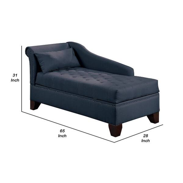 Chaise Lounge with Chamfered Feet and Nailhead Trim Details, Blue - Bed ...
