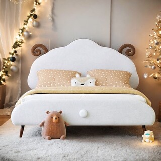 Full Size Upholstered Platform Bed with Sheep-Shaped Headboard - Bed ...