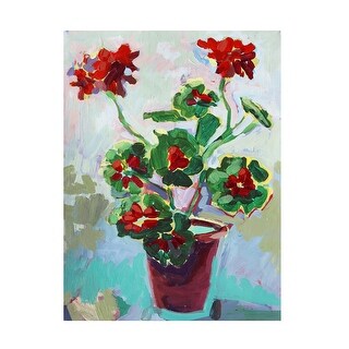 Victoria Macmillan 'Geranium on Blue' Canvas Art - Bed Bath & Beyond ...