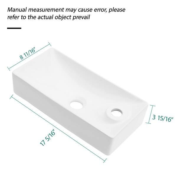 Ceramic Rectangle Wall Mount Bathroom Sink with Single Faucet Hole ...