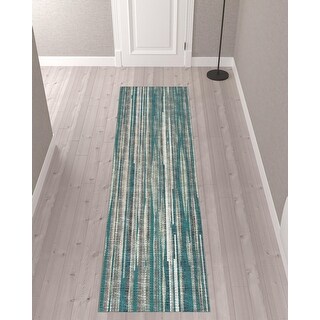 HomeRoots 3' X 10' Blue Ombre Tufted Runner Rug - 120 - Bed Bath ...