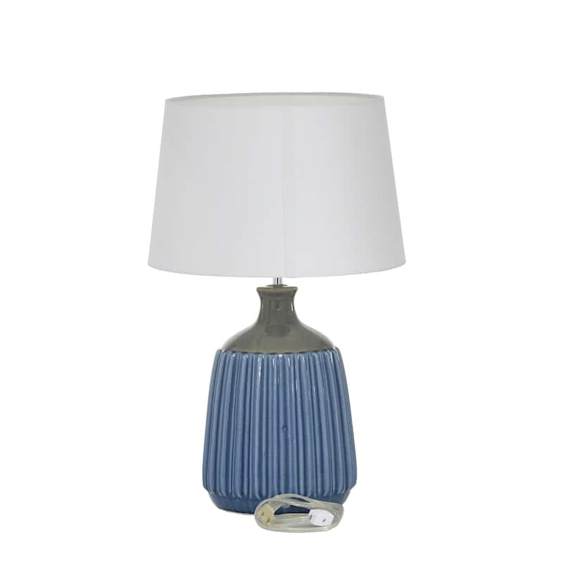 Blue Ceramic Ribbed Room Table Lamp - 22 x 17 x 24 - On Sale - Bed Bath ...