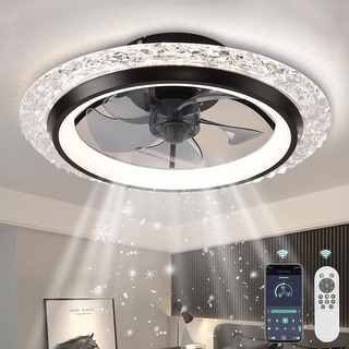 Ceiling Fans with Lights,Flush Mount with LED Light,Remote Control,Six ...
