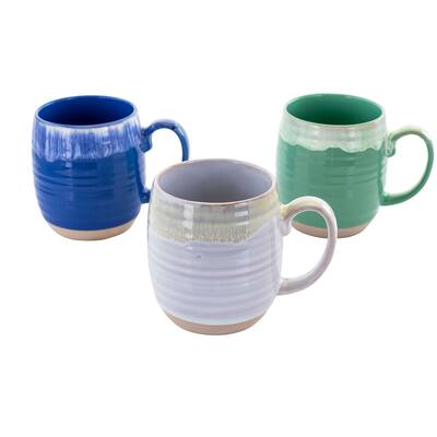 Meritage Rangoria 3 Piece 20 Ounce Barrel Stoneware Mug Set in 3 ...