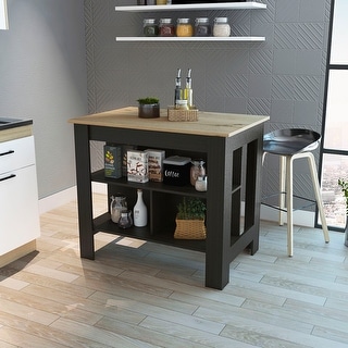 Modern 3-Shelf Rectangle Kitchen Island, Manufactured wood - Bed Bath ...