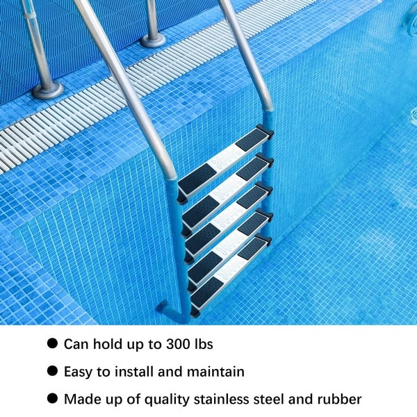 (Set of 3) 1.9 Inch Non-Slip Swimming Pool Ladder with Bolts - Bed Bath ...