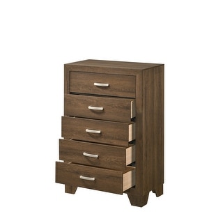 Oak Finish Chest with 5 Drawers - Bed Bath & Beyond - 42536586