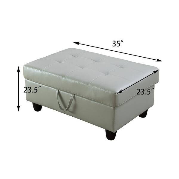 Tufted Faux Leather Rectangular Upholstered Ottoman with Storage - Bed ...