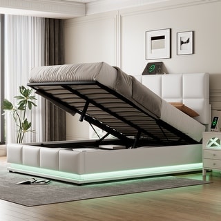 Full Size Tufted Upholstered Platform Bed with Hydraulic Storage System ...