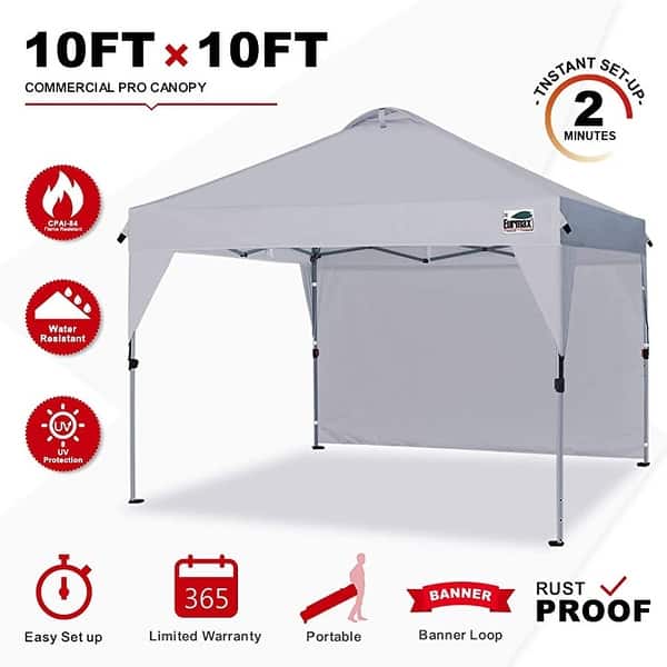 Aeocia Outdoor Pop Up Portable Shade Canopy Tent 10ftx10ft Collapsible ...
