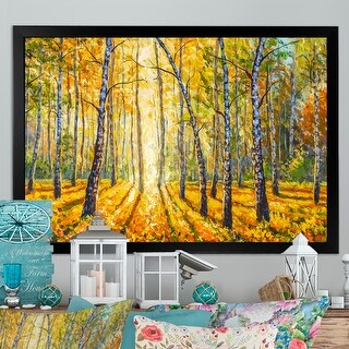 Designart "Sunny Autumn Forest Landscape" Traditional Framed artwork ...