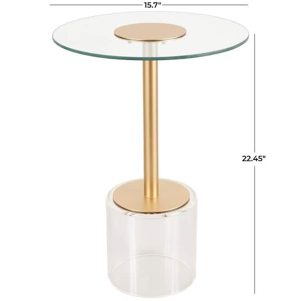 Clear Acrylic Plastic Accent Table with Elevated Base and Gold Stand ...