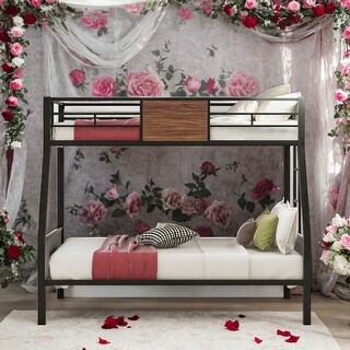 Modren Twin over Full Modern Bunk Bed With Safety Rail,Built-in Ladder ...