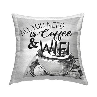 Stupell Coffee & Wifi Grey Phrase Printed Outdoor Throw Pillow Design ...