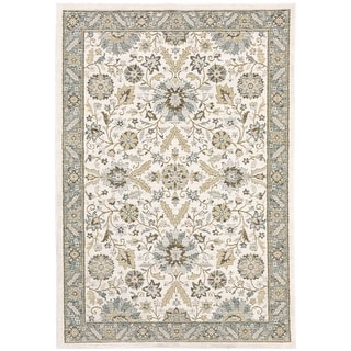 Style Haven Adalynn Vintage Borders Stone Grey/Ivory Traditional Rug ...