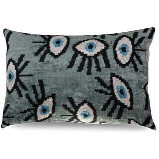 Canvello Velvet Silk Evil Eye Throw Pillow With Down Insert - 16"x24 ...
