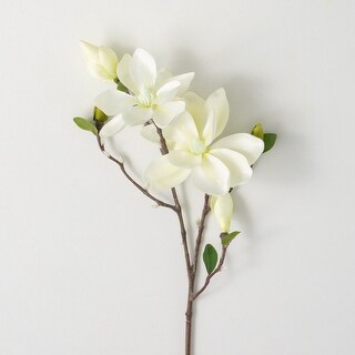 28"H Sullivans White Magnolia Spray With Bud, White - 10"L x 4.5"W x 28 ...