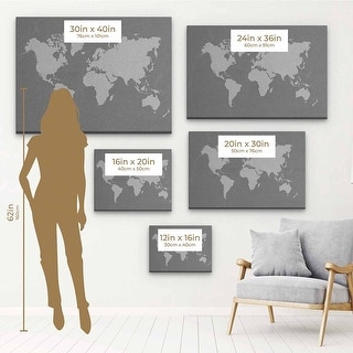 Grey World map Wall Art Canvas 8641 - Bed Bath & Beyond - 39945093