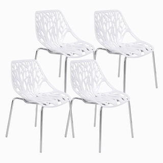 White Plastic Dining Chair With Metal Legs, 4 pc / Set - Bed Bath ...