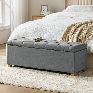 Lauris Modern Storage Bench with Nailhead Trim - Bed Bath & Beyond ...