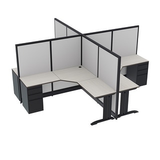 4-Person L-Shaped Privacy Cubicle Workstations with Storage 6x6x65"H ...