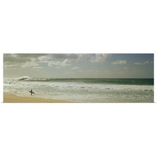 "Surfer standing on the beach, North Shore, Oahu, Hawaii," Poster Print ...