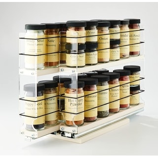 Narrow Kitchen Cabinet Spice Rack with 2 Drawers & 2 Tiers - 24 Spice ...