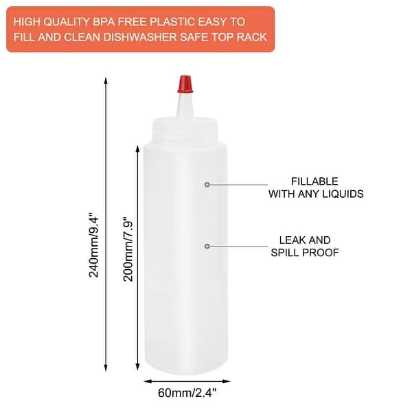 8pcs 16 OZ Plastic Condiment Dispenser Squeeze Bottles with Cap - White ...