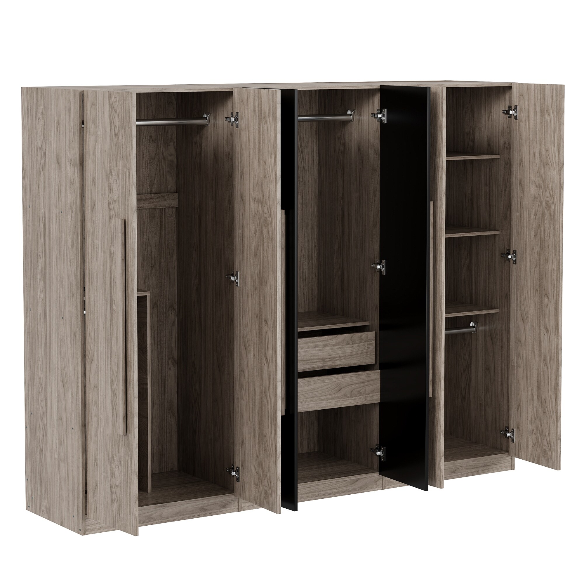 6 Doors Wooden Wardrobe with 2 Storage Drawers Inside Bed Bath Beyond 42015518