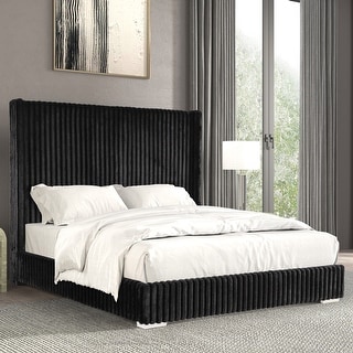 Furniture of America Draper Modern Chenille High Wingback Platform Bed ...