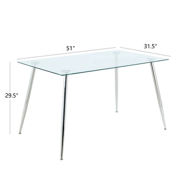 Modern Kitchen Glass dining table 51" Rectangular Glass Table top,Clear ...