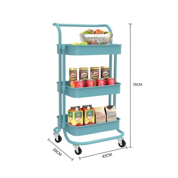 3 Tier Storage Rack Trolley Cart Multi-Purpose Rolling Kitchen Cart (17 ...