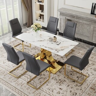 Table and chair set.Luxurious Cold Jade Patterned Sintered Stone Dining ...