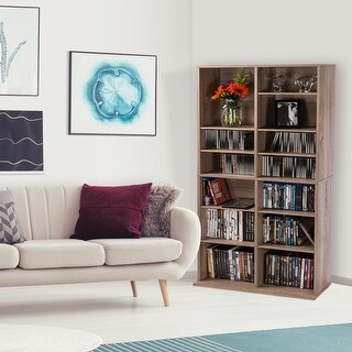 25"x54" Henley Adjustable Wood Media Storage Shelf Bookcase (228 DVDs ...