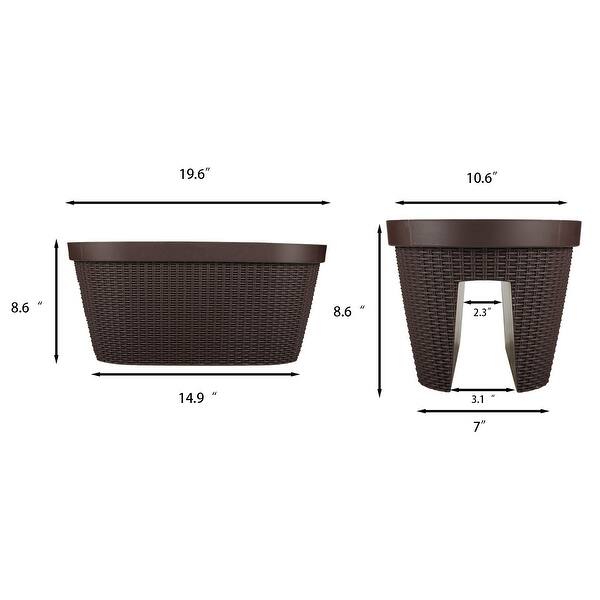 Aoodor 19.6'' Balcony Rattan Pattern Railing Planter Box with Drainage ...