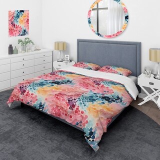 Designart "Watercolor Eccentricity Pink And Blue I" Blue Modern Bed ...