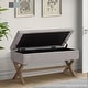 Fabric Entryway Bench Beige/ Grey Upholstered Storage Bench with X ...