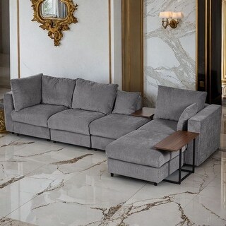 2 Colors American Design Sectional Sofa, L-Shape Modular Sectional Set ...