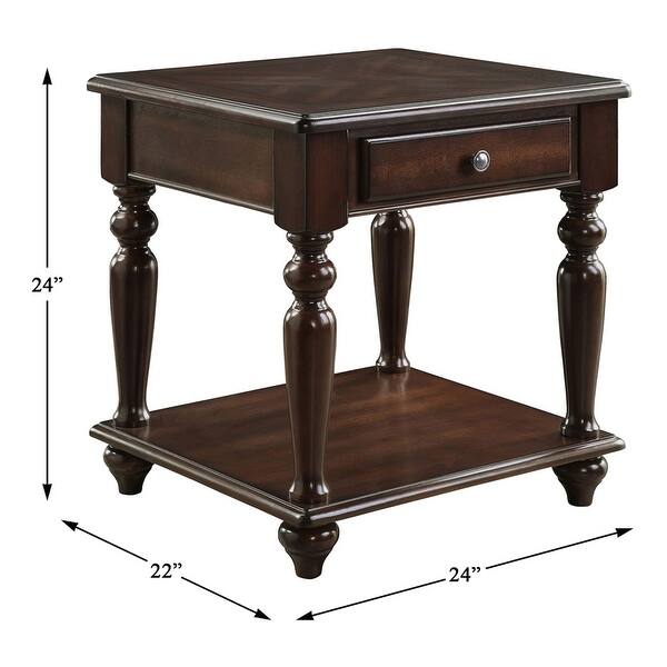 Koy 24 In. Espresso Rectangular Wood End Table With Drawer - 22 x 24 x ...