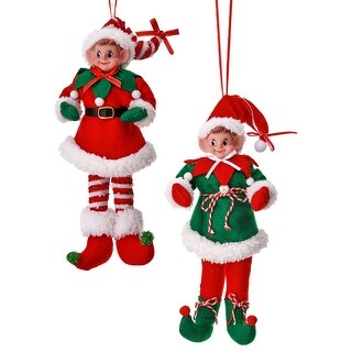 12" Fabric Holiday Bendable Elf Ornament Set Of 2 - Bed Bath & Beyond ...