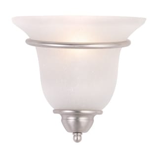 Monrovia 1 Light Brushed Nickel Flush Wall Sconce White Glass - 10-in W ...