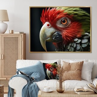 Designart "Red Parrot Portrait" Animals Framed Wall Decor - Bed Bath ...