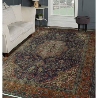 Semi Antique Dewitt Navy/Rust Rug - 9'7" x 12'8" - Bed Bath & Beyond ...