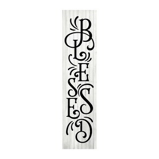 Black and White Blessed Vertical Wood Print Sign 24" x 5.5" - Bed Bath ...