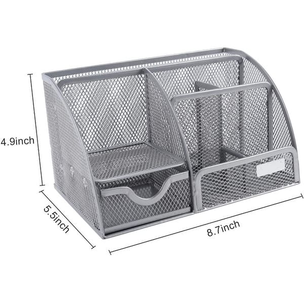 Homeroots Sleek Matte Black 6 Compartment Desk Organizer - 8.7" x 5.5 ...