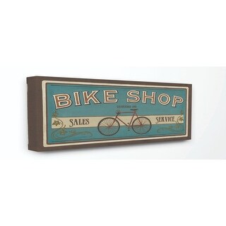 Stupell Blue Bike Shop Store Sign' Stretched Canvas Wall Art - Bed Bath ...