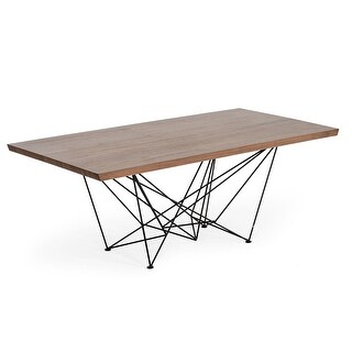 79 Inch Dining Table, Rectangular Walnut Top, Modern Black Metal Base ...